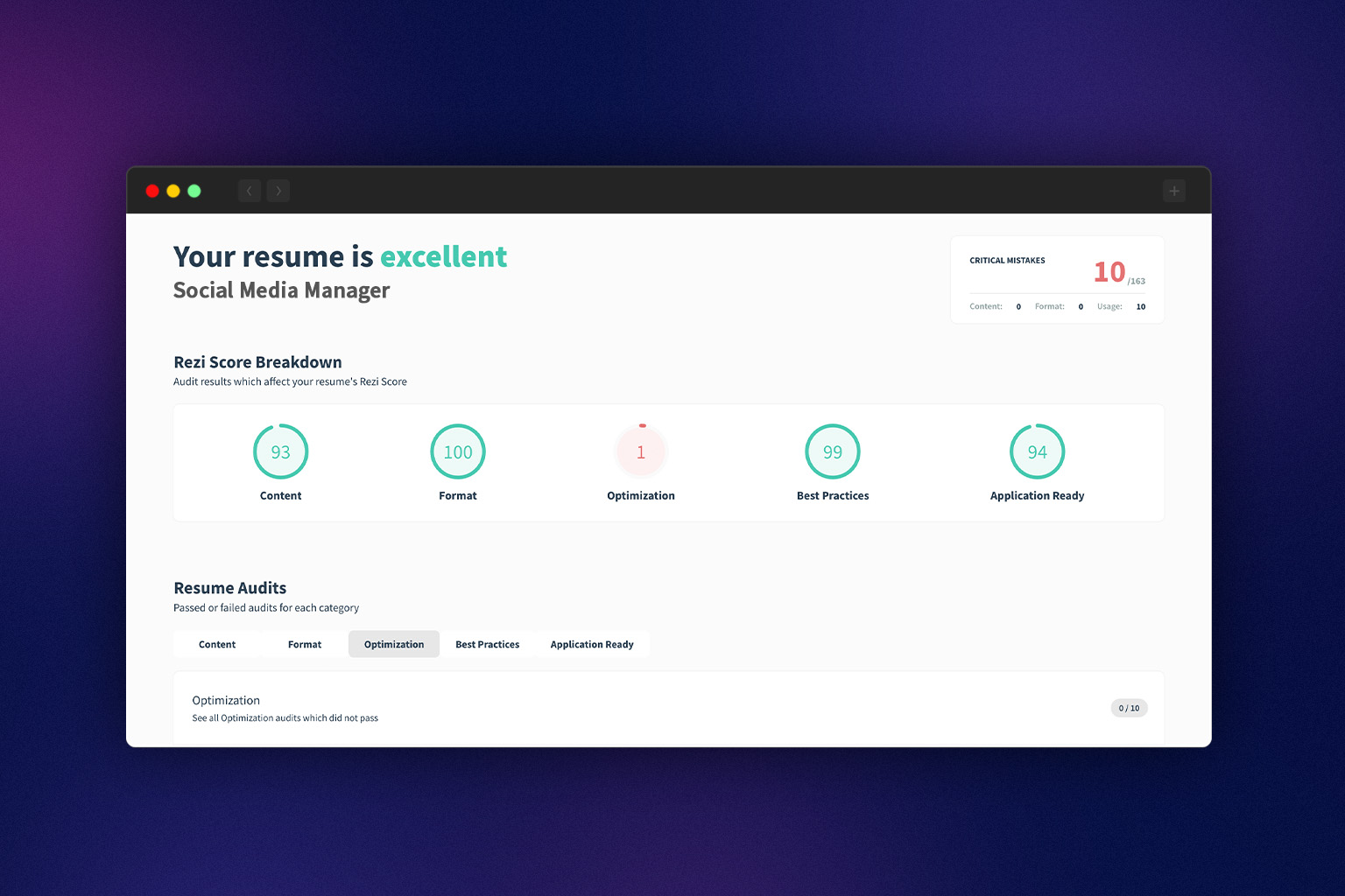 Rezi User Docs - Rezi Score
